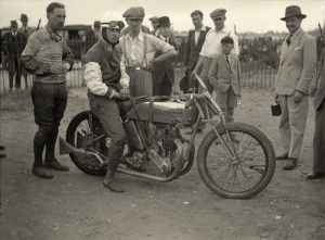 Supercharged Ariel square four at Brooklands Art Print by Anonymous at ...