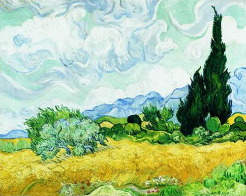 A Cornfield with Cypresses Art Print by Vincent Van Gogh at King & McGaw