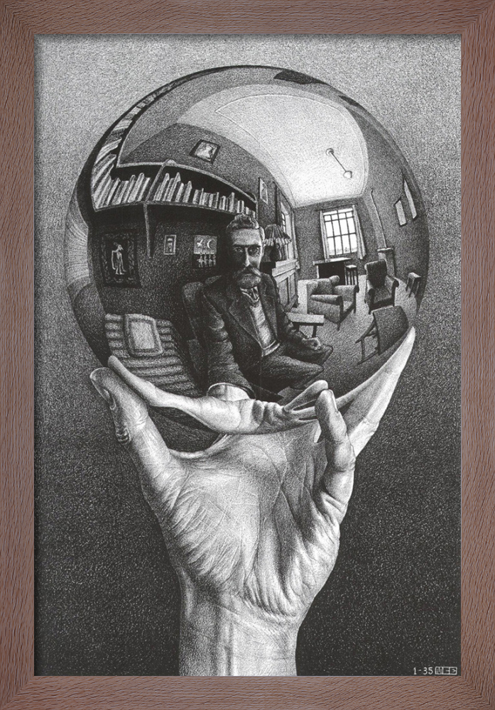 hand with reflecting sphere crossword