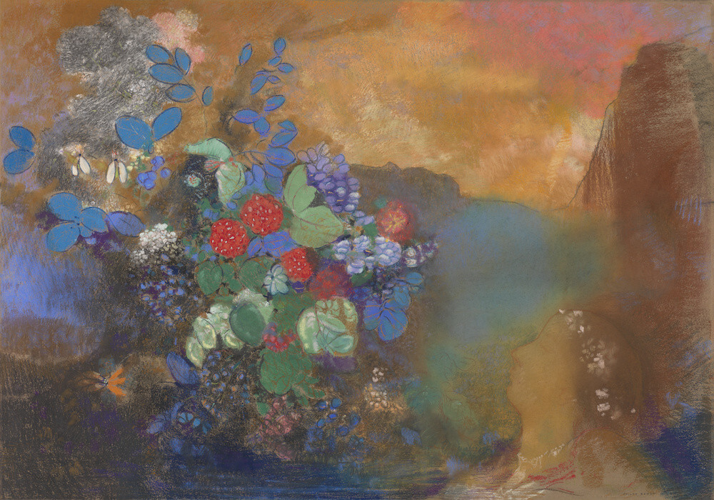 Ophelia among the Flowers Art Print by Odilon Redon | King & McGaw