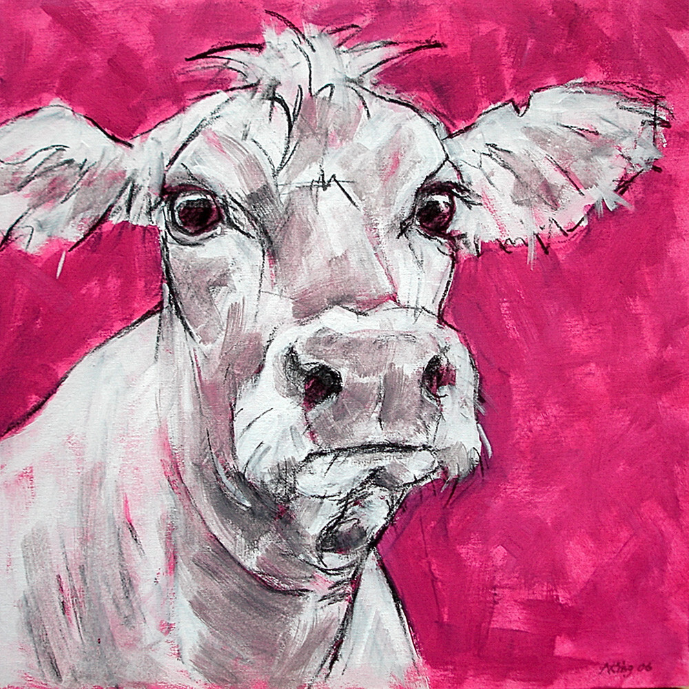 Cow on Pink Art Print by Nicola King | King & McGaw
