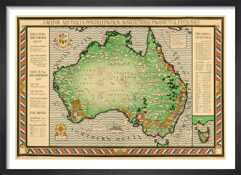 Empire Marketing Board, Map of Australia Art Print by Macdonald Gill ...