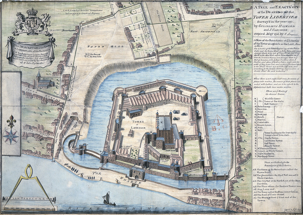 The Tower Of London as surveyed in 1597 (copy c.1805) Art Print by R H ...