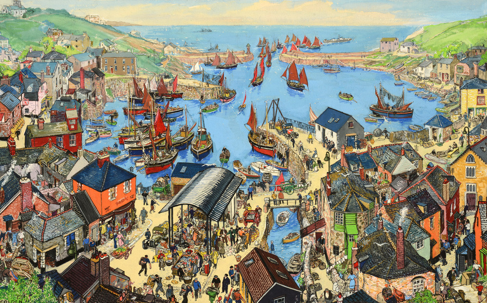 The British Scene - Fishing port scene, 1939-1946 Art Print by Grace ...