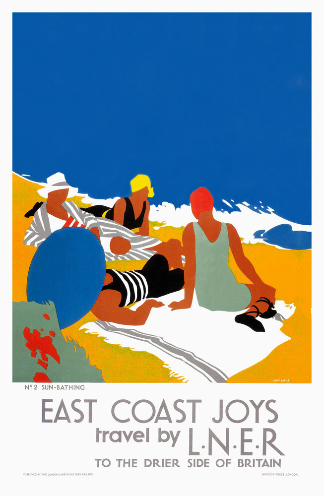 East Coast Joys No 2 - Sun-bathing Art Print by Tom Purvis | King & McGaw