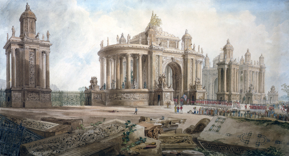 Design (by John Soane) for an Entrance to London Art Print by Joseph M ...
