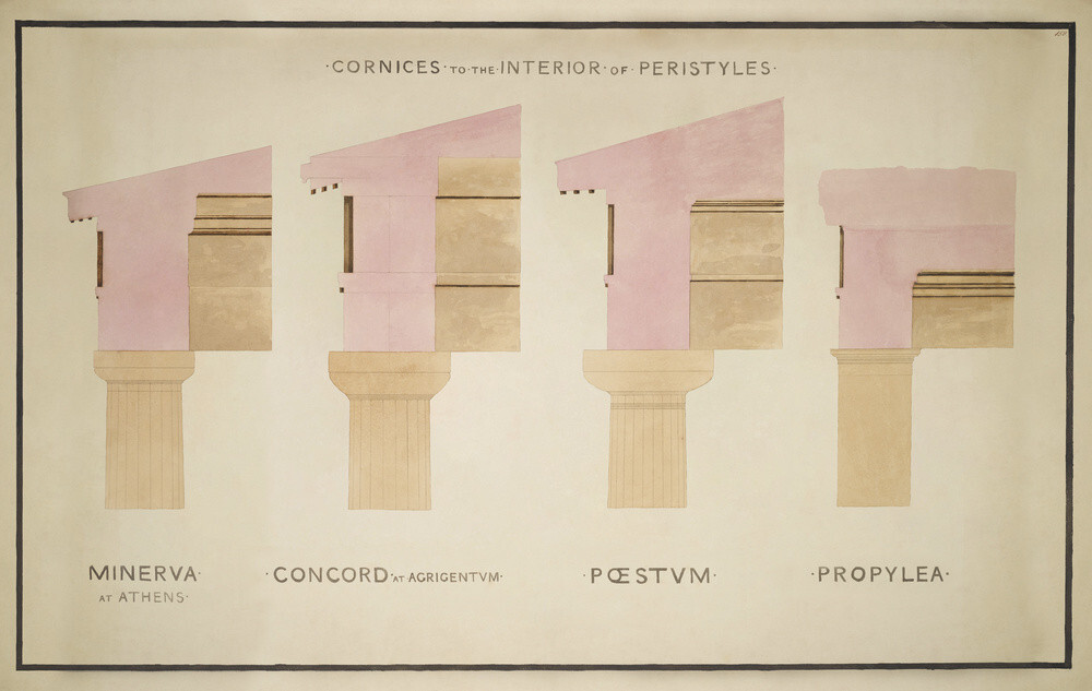 Cornices of peristyles of Greek buildings Art Print by The Soane Office ...