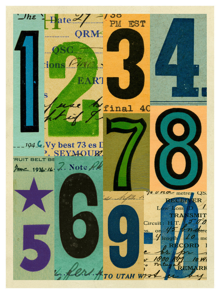 Vintage Radio Card Numbers Art Print by Julia Trigg | King & McGaw